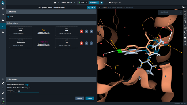 Protein-ligand interaction search. Discover 3decision's latest feature